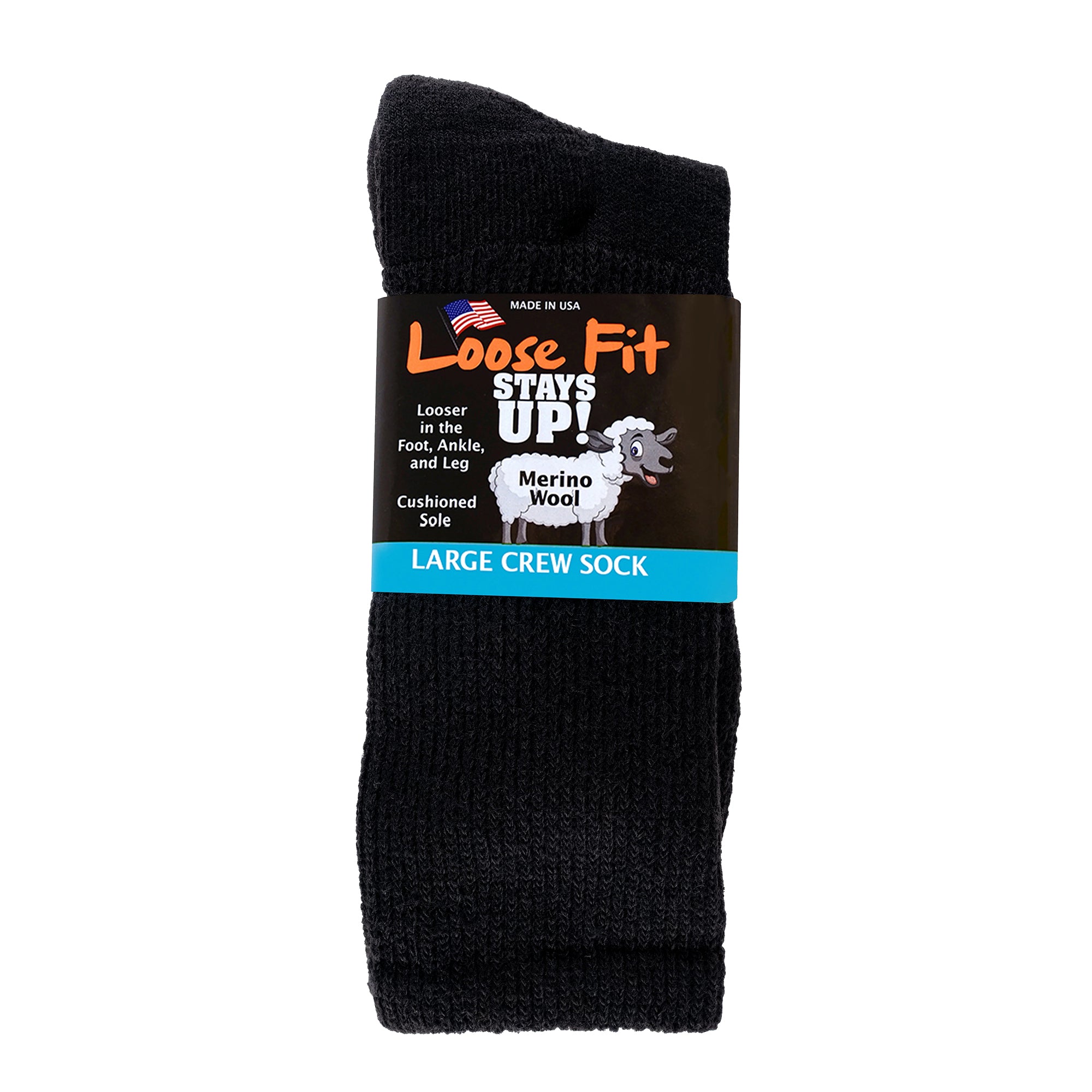 Loose Fit Merino Wool Sock in Black - Large | Muldoon's Men’s Wear
